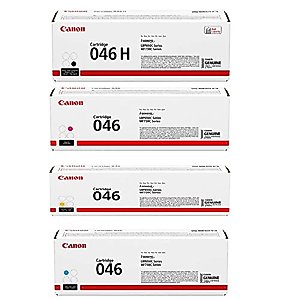 Canon 046 Toner Cartridge ImageCLASS LBP654Cdw, LBP654Cx, MF731Cdw, MF733Cdw, MF735Cdw - High Yield Black and Standard Yield Cyan, Magenta and Yellow - 4 Pack in Retail Packaging