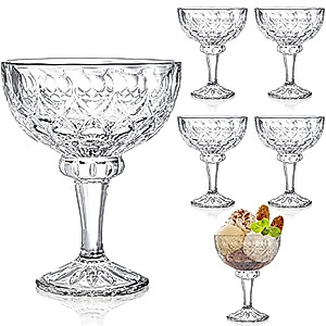 Dicunoy 6 Pack Glass Ice Cream Bowls, 8 OZ Footed Dessert Cups, Clear Crystal Mousse Dishes, Coupe Salad Bowls for Fruit, Sundae, Snack, Cocktail, Condiment, Trifle, Individual Serving