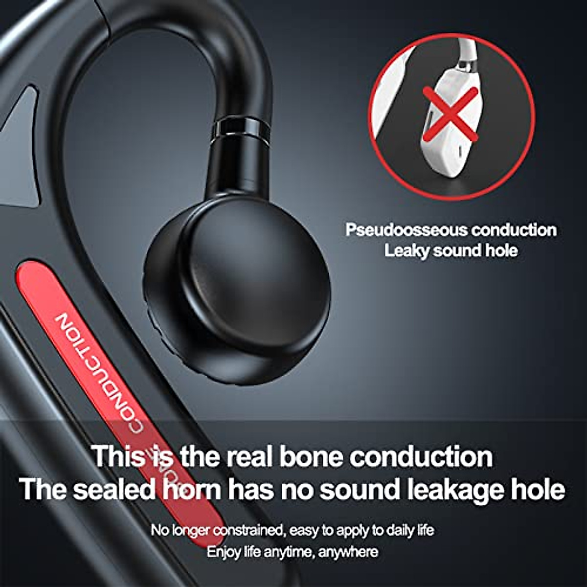 Delarsy #wzcw8F Bon-E Conduction Headphonesopen Ear Headphones Sports Wireless Earphones Bluetooth Headphones with Built-in Micfor Ru