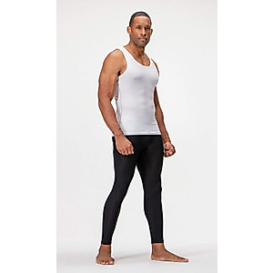 DEVOPS 3 Pack Men's Muscle Dry Fit Compression Tank Top (Large, White/White/White)
