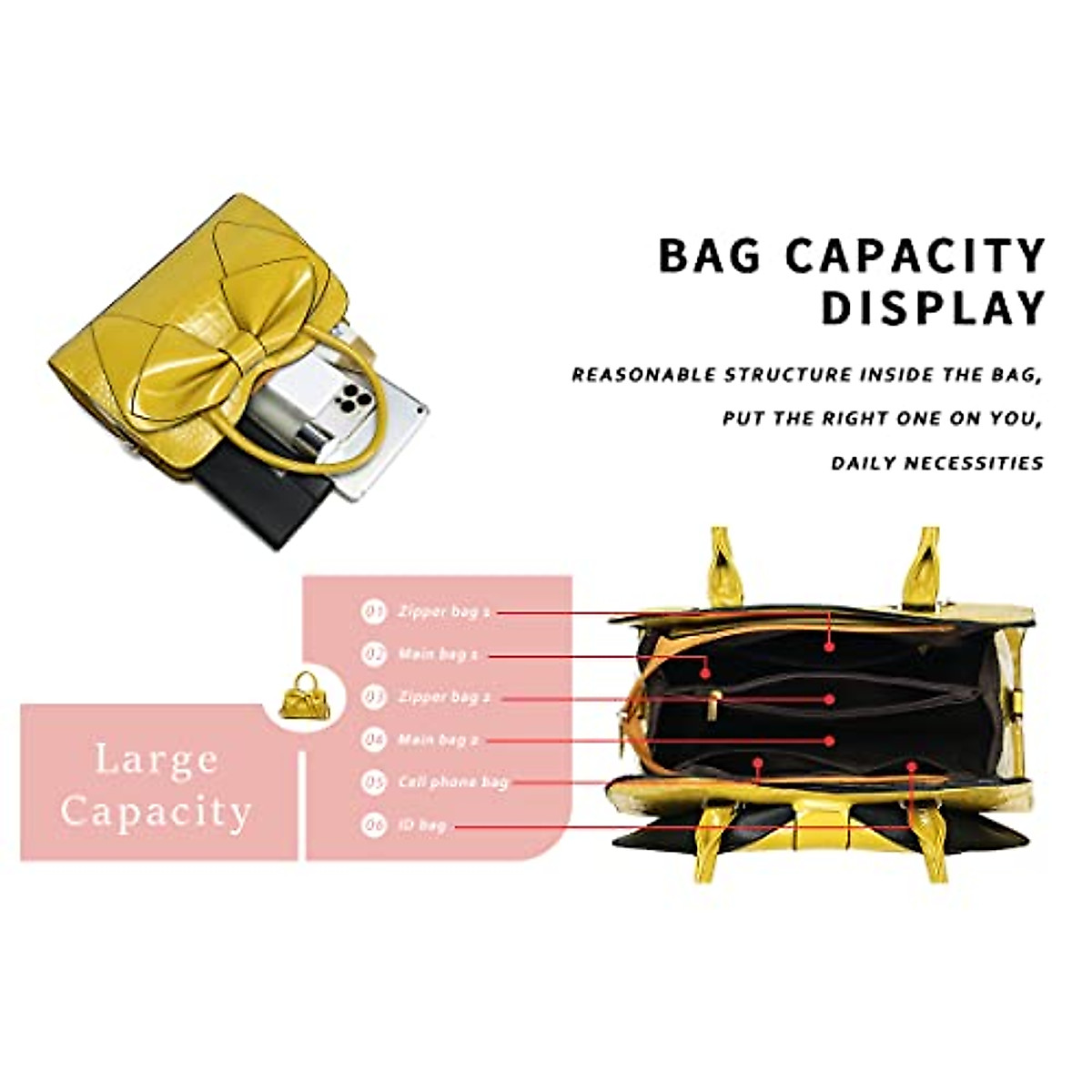 JHVYF Satchel Purses and Handbags for Women Shoulder Tote Bags Yellow K025