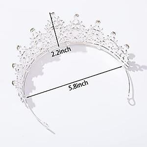 FORSEVEN Crystal Tiaras for Women, Wedding Tiaras and Crowns for Women Tiaras for Girls Birthday Party Princess Crown Hair Accessories Bride Rhinestone Headbands (Silver+Green)