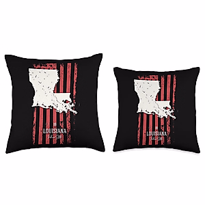 Louisiana State Map USA Throw Pillow, 16x16, Multicolor