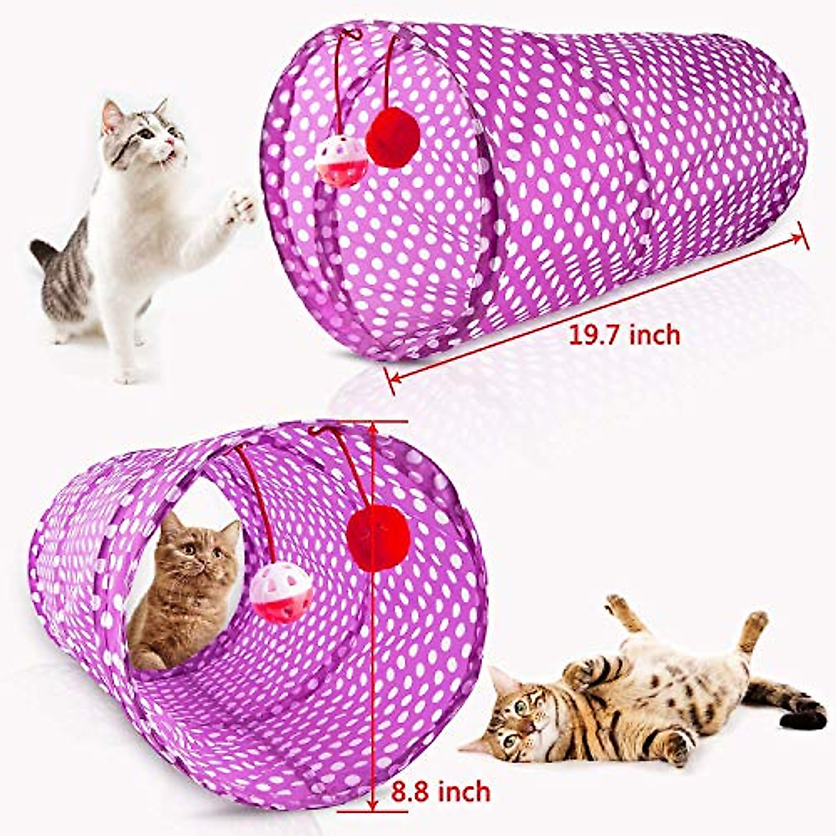 MIBOTE 28Pcs Cat Toys Kitten Toys Assorted, Cat Tunnel Catnip Fish Feather Teaser Wand Fish Fluffy Mouse Mice Balls and Bells Toys for Cat Puppy Kitty