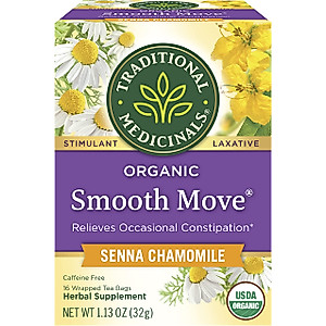 Traditional Medicinals Smooth Move Senna Herbal Stimulant Laxative Tea, Chamomile, Net WT 1.13oz (Pack - 2)