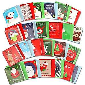 Konsait 144 Count Mini Christmas Cards, Merry Christmas Assorted Greeting Cards Blank Note Cards Xmas Card with Envelopes, Ideal for Kids Gift Box Winter Holiday Christmas Party Favor Supplies