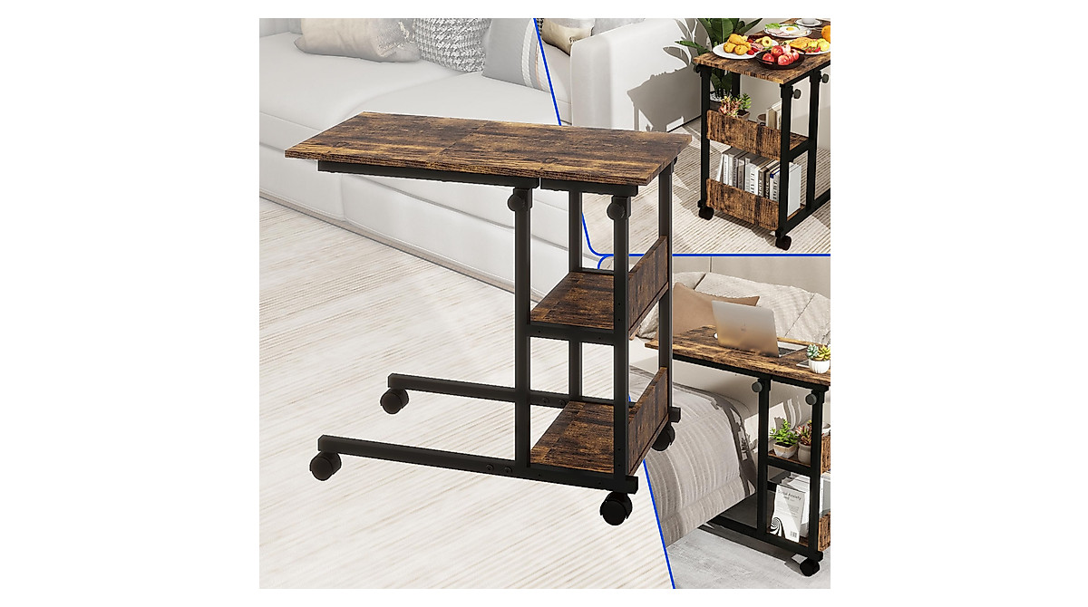 FLEXISPOT Adjustable C Table with Wheels & Storage