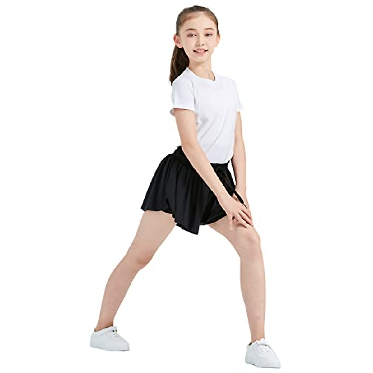 Flowy Girls Shorts Gym Yoga Athletic Workout Running Teens Cheer Dance Women Cute Tennis Skirt Comfy Lounge Preppy Trendy Clothes Summer(Black White hot Pink,2XS)