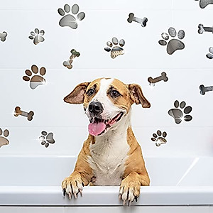 26 Pcs Dog Decor Mirror Stickers Dog Paw Bones Prints Acrylic Mirror Wall Sticker Removable Dog Pup Room Wall Decors Kids Children Nursery Bedroom Home Decoration