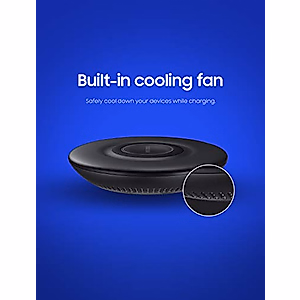 Samsung Qi Certified Fast Charge Wireless Charger Pad (2019 Edition) with Cooling Fan for Galaxy Phones, Watches and Apple Iphone Devices - US Version , Black