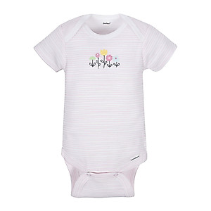 Onesies Brand Baby Girls' 8-Pack Short Sleeve Mix & Match Bodysuits, Cuddly Cats & Flowers, 0-3 Months