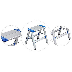 PENGJIE Folding Ladder Step Stool Ladder Stool 2 Step Folding Aluminum Heavy Duty Steel Portable Anti Slip Mat Tread Compact 150 Kg Capacity
