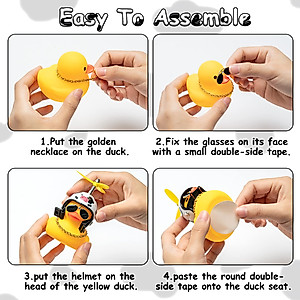 Haooryx 3 Pack Camouflage Rubber Duck Toys Car Ornaments Helmet Yellow Duck Car Dashboard Decoration Set, Camouflage Series Trim Suit Cool Ducks With Propellers Glasses Gold Chain for Kids Adults Gift
