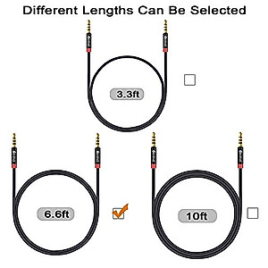 Devinal 3.5mm TRRS Cable, 1/8" inch 4 Pole Auxiliary Cord, Aux Mini-Jack Stereo Nylon Braided Male to Male Cable 6.6 FT/ 2M (2 Pack)