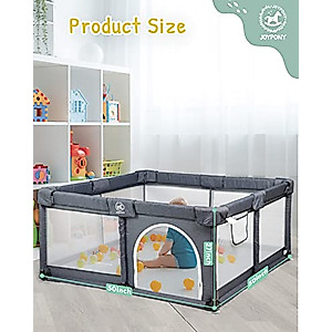 Joypony Baby Playpen, (50x50x27inch) Large Playpen for Babies and Toddlers, Sturdy Safety Play Yard for Infant, Indoor & Outdoor Play Pen with Gate, Baby Fence with Soft Breathable Mesh, Hand Rings