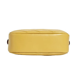 Tory Burch Women's Kira Golden Sunset Yellow Leather Camera Handbag Crossbody