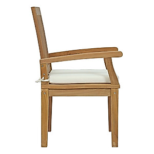 Modway EEI-2701-NAT-WHI Marina Premium Grade A Teak Wood Outdoor Patio, Dining Armchair, Natural White