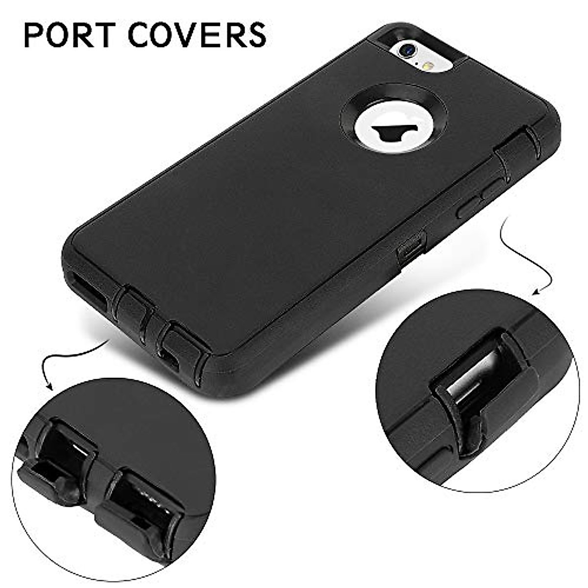 MAXCURY Heavy Duty Shockproof iPhone 6 Plus/6S Plus Case (5.5") with Built-in Screen Protector - Black