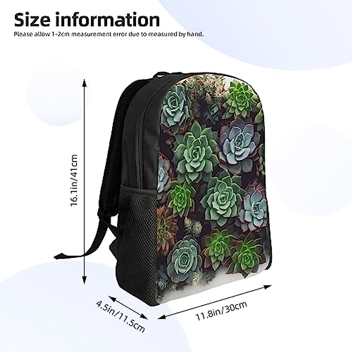 EVANEM Succulent Plants Printed Laptop Backpack For Men Women Lightweight Casual Daypack Travel Rucksack For Sports