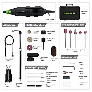 GALAX PRO 135W Rotary Tool Kit, Variable Speed 8000-32500rpm, 40 Accessories with Flex Shaft Ideal for DIY Creations, Craft Projects, Drilling, Cutting, Sanding, Polishing and Engraving