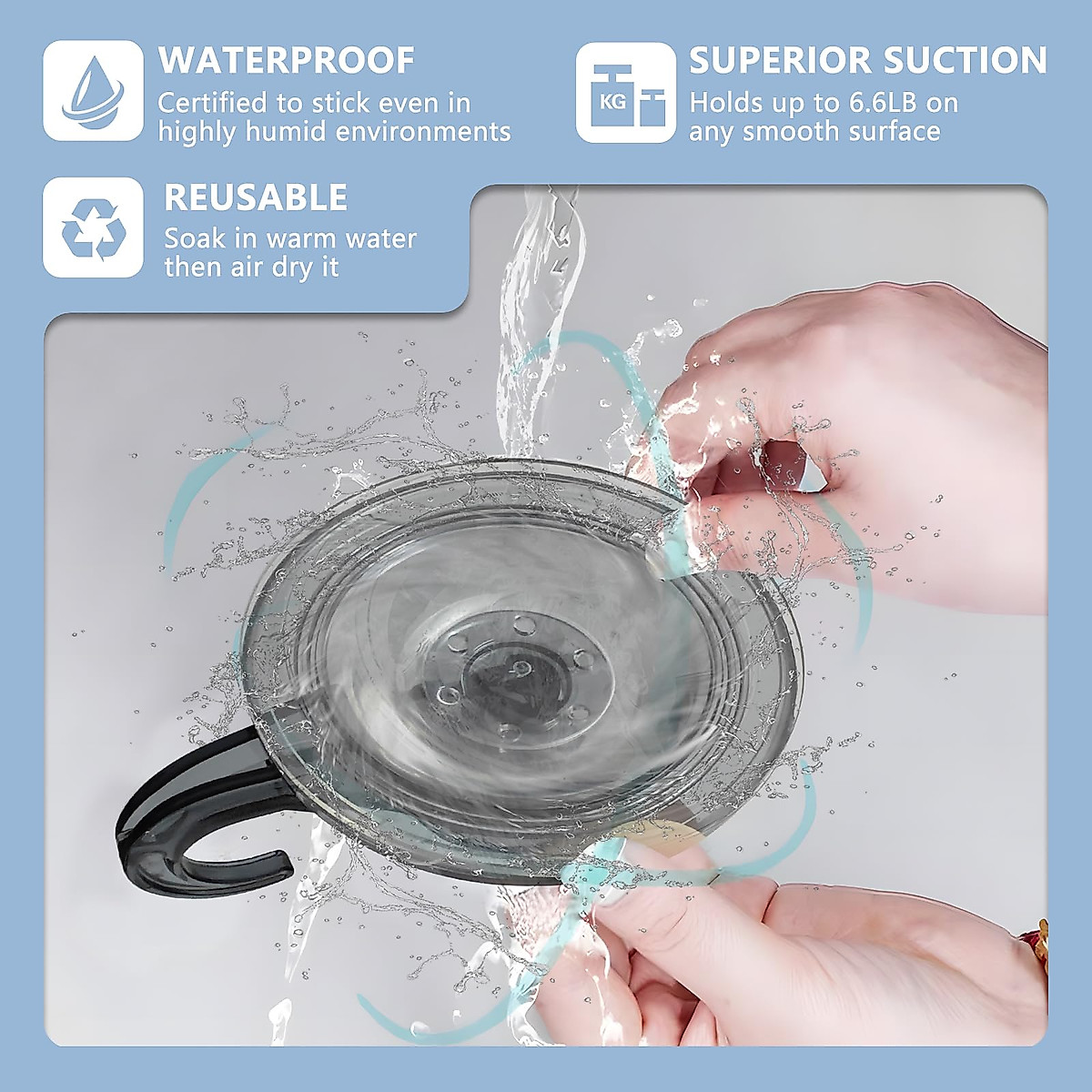 CozyBlue Suction Cup Hooks for Shower and Kitchen 3 Packs Heavy Duty and Easy to Removable