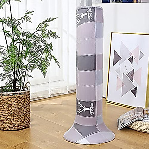 Yrzper Tower Fan Dust Cover Moisture proof Dustproof Tower Cover Washable Tower Sleeve Dust Proof Protective Cover Dustproof & Moisture-Proof for Household Tower Fan Pedestal (grey plaid, Larger)