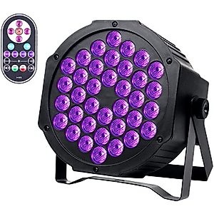 UV Black Lights, KOOT 72W Strobe Lights 36 Led Blacklight with Glow in The Dark Party Supplies by DMX and Remote Control Stage Light for DJ Wedding Church Bar Club