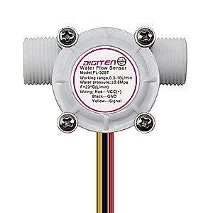 DIGITEN G3/8 Water Flow Sensor Witch, Hall Effect Flowmeter Liquid Fluid Meter Sensor Switch Flowmeter Meter 0.3-10L/min