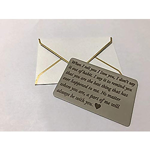 Engraved Wallet Insert Stainless Steel Wallet Love Note Insert for Men Boyfriend Gifts Husband Gifts