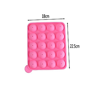 WARMBUY 20 Cavity Silicone Cake Pop Mold Lollipop Baking Mold Tray with Sticks, Pink