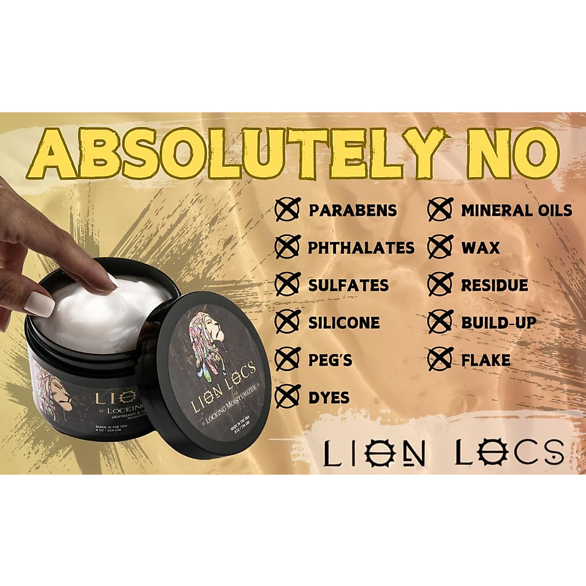 Lion Locs Hair Locking Dreads Moisturizer for Dreadlocks, Locks, Microlocs, Interlocks, Braids, Fauxlocs, Sisterlocks | - Large Container Residue and Build-Up Free (8oz) (Regular)