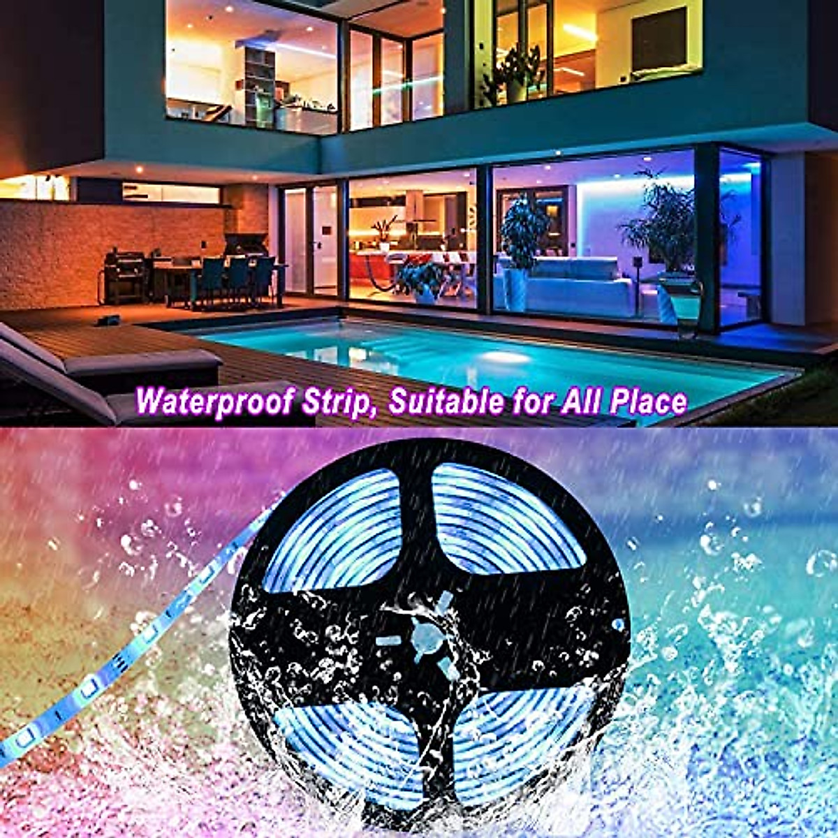 ALED LIGHT Bluetooth LED Strip Lights, 5050 16.4ft/5 Meter Led Lights with Smart-Phone APP Control,IR Remote Control,Waterproof LED Lights Strip for Bedroom,Kitchen,Christmas