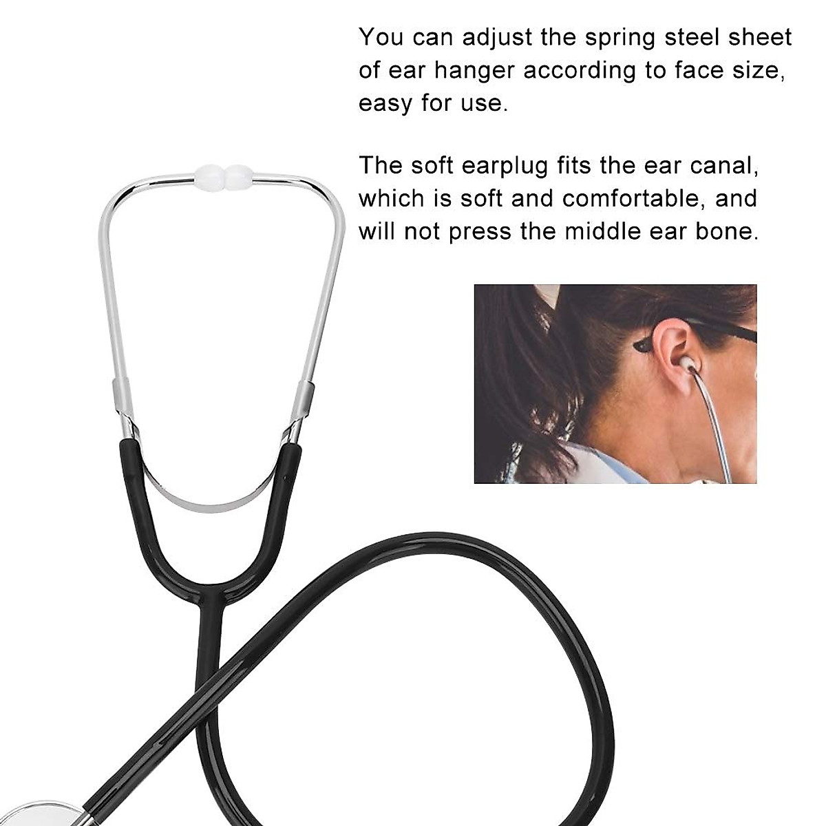 Single Head Stethoscope, Lightweight Aluminium Alloy Heart Lung Detection Echoscope for Doctors/Nurses/Nursing Students, for Medical/Home(Black)