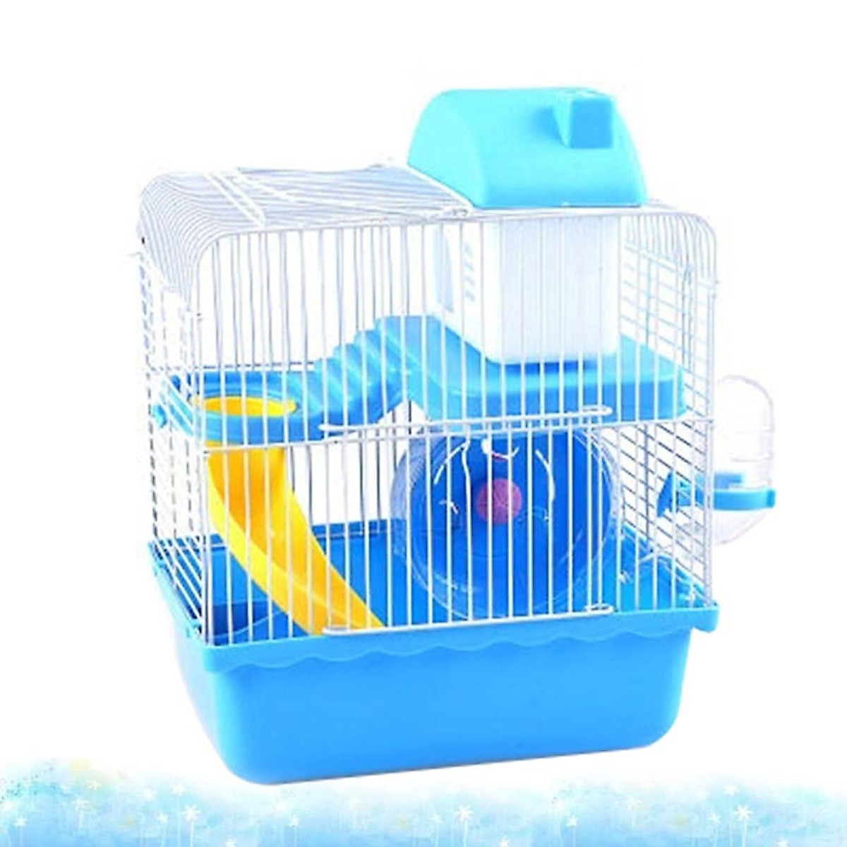 VOSAREA Hamster Cage Gerbil Haven Habitat Small Animal Cage Includes Play Slide Exercise Wheel Hamster Hide- Out Water Bottle (Light Blue)