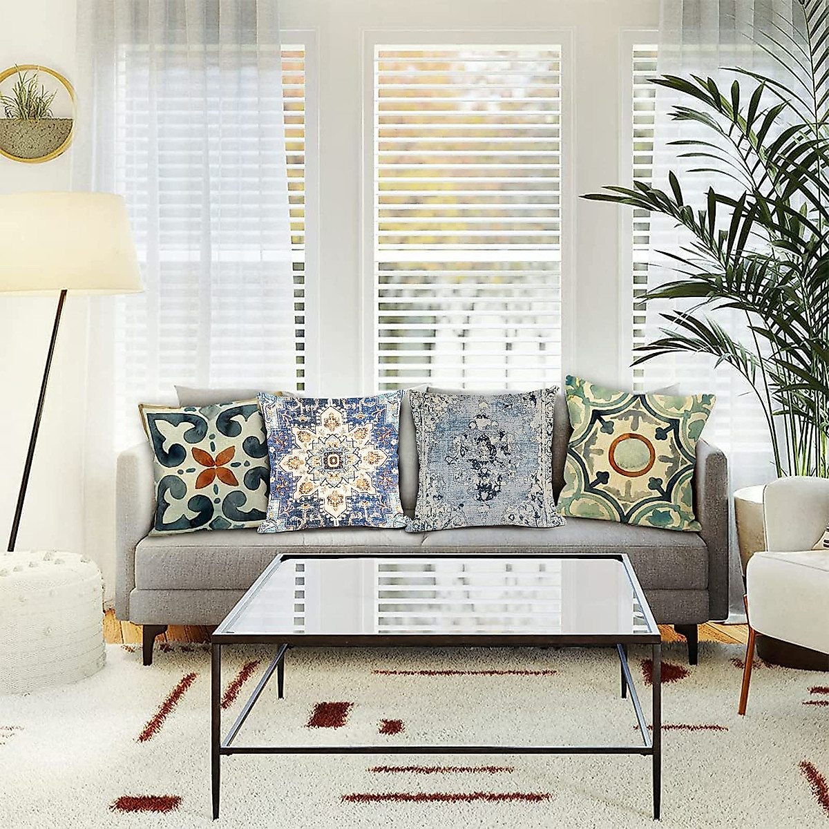 Snycler Antique Kirman Rug Print Pillow Case Square Pillowcase Soft Throw Pillow Cover 20"X 20" Home Decor for Living Room Couch Sofa Car Cushion Cover