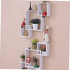 Amosfun Wall Storage Rack Storage Shelves Wall Storage Shelf Home Storage Shelf Home Storage Shelf Wall Decor Wooden White