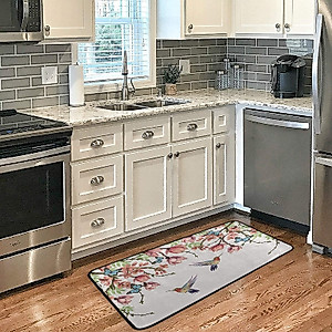 Hummingbird Kitchen Mats 39 X 20 Inch Butterfly Kitchen Floor Mat Anti Fatigue Comfort Kitchen Rug Non Slip Oil Stain Carpet for Home Bath Outdoor Decor