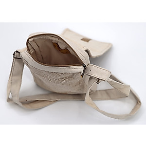 Unique design Mushroom Embroidery Hemp Hobo Passport crossbody bag Festival Travel Bag 100% Himalaya Hemp FAIR TRADE MADE Handmade with Love., Natural White