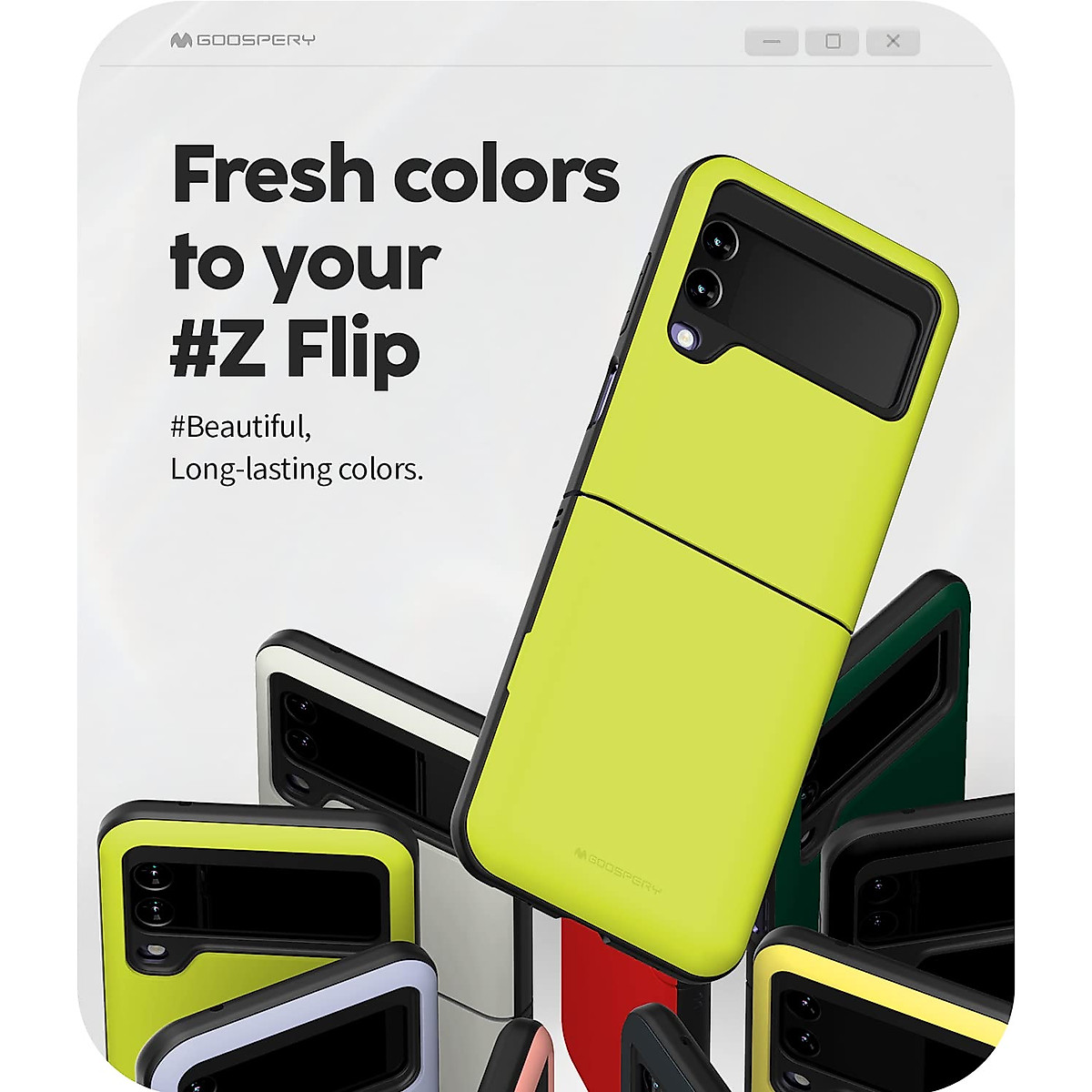 GOOSPERY Galaxy Z Flip 4 / Z Flip 3 Wallet Case with Card Holder, Protective Dual Layer Bumper Phone Case, Lime