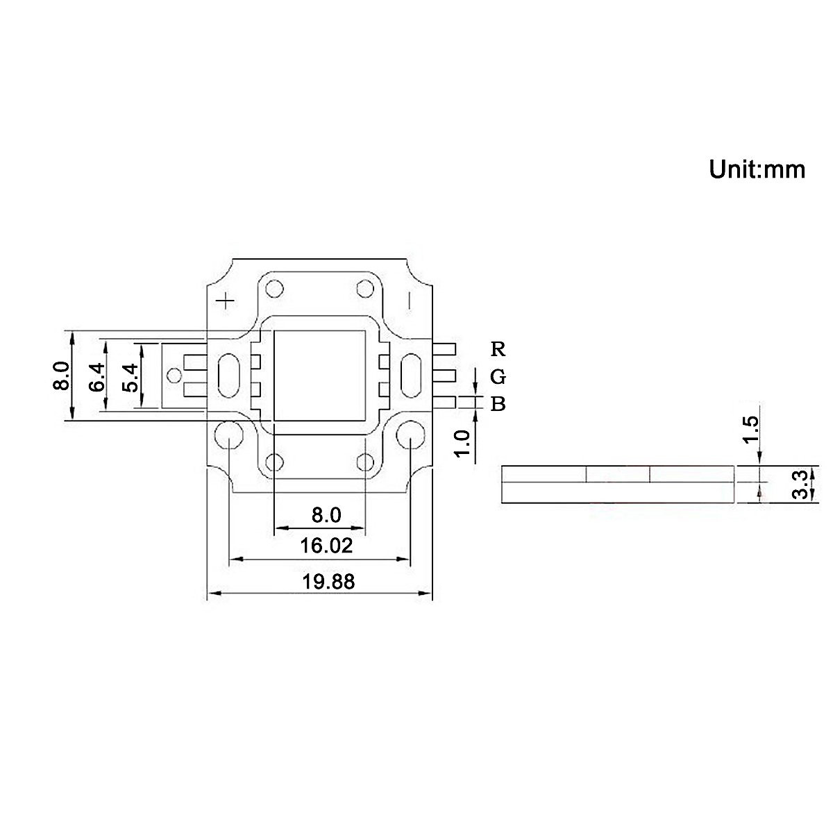 CHANZON High Power Led Chip 10W RGB Common Anode (300mA - 350mA for Each Color) Multicolor Super Bright Intensity SMD COB 10 Watt Light Emitter Components Diode 10 W Bulb Lamp Beads DIY Lighting
