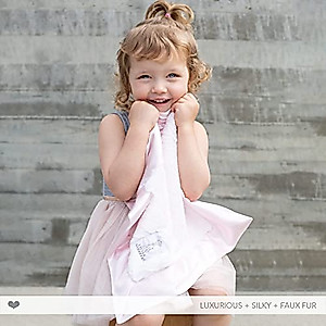 Little Giraffe Baby Blanket - Luxe Soft Blanket with Satin Trim - Baby Stroller Blanket - Newborn Baby Essentials & Baby Gifts - 17" x 17" - Cornflower