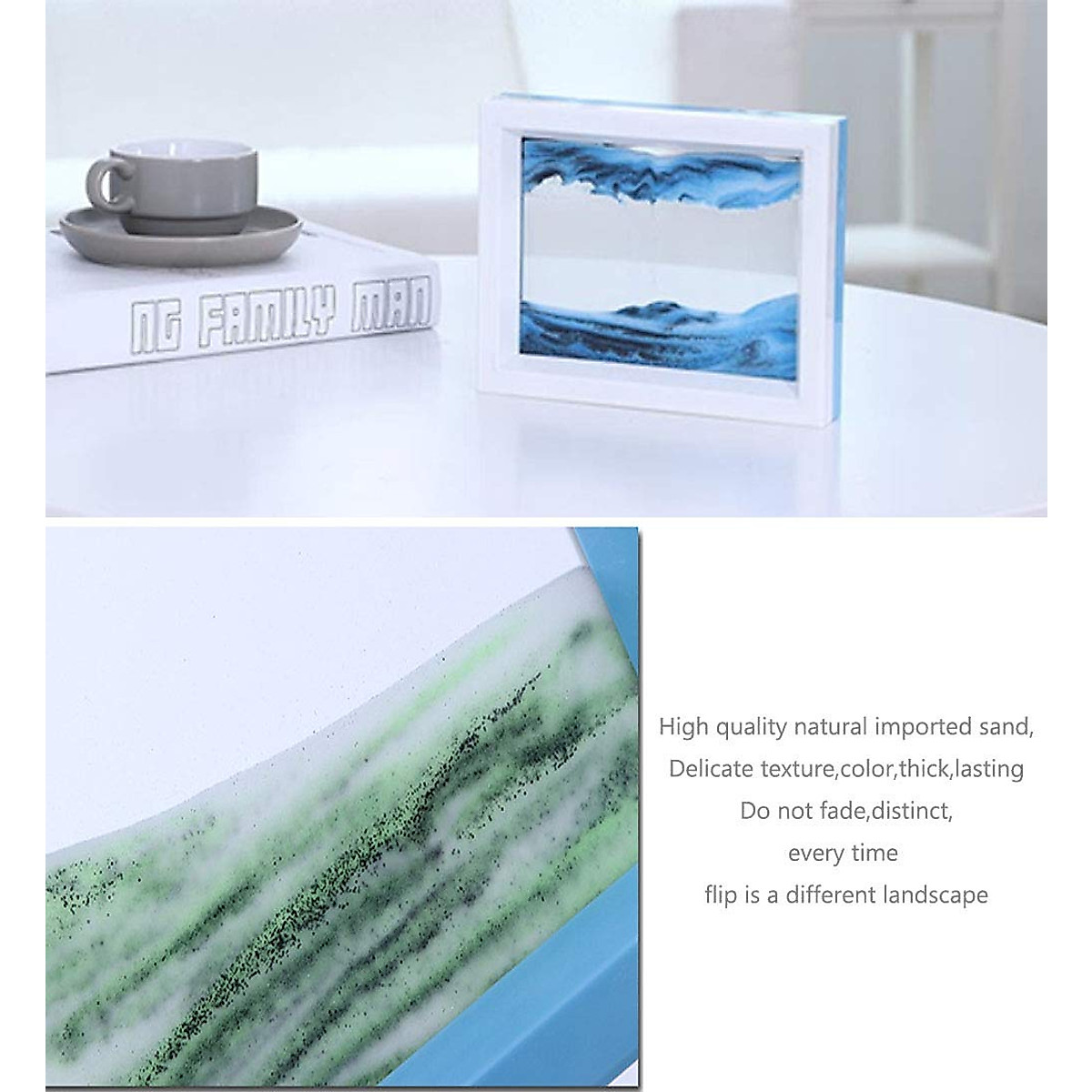 LYPGONE Moving Sand Art Picture Dynamic Sand Picture Flowing Sand Picture Desktop Art Toys Voted Best Gift!(Ocean Heart)