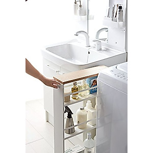 YAMAZAKI home Tower Rolling Slim Storage Cart With Handle White