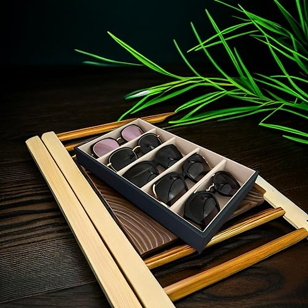 Svea Display 5 Slot High End PU Leather Velvet Drawer Divider Eyewear Storage Sunglasses Jewelry Tray Organizer