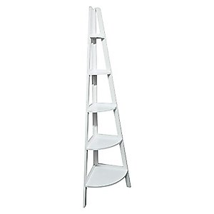 Casual Home 5-Shelf Corner Ladder Bookcase, White (Pack of 1)