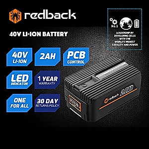 Redback 40V Hedge Trimmer Cordless Bush Trimmer with 1300 RPM Maneuverable 40V Battery Operated Hedge Trimmer Gardening Tools for Cutting and Pruning Shrubs W/ 2Ah Battery Charger