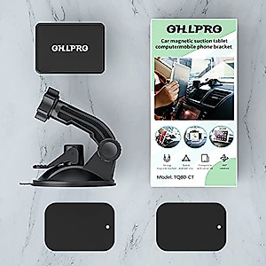 Magnetic Car Tablet Mount, Car Universal Dashboard Windshield Strength Suction Cup Car Phone Mount Holder with 360 Degree Rotating Super Strong Magnet TPU Suction Viscosity, for 4"- 10" Phones &Mounts