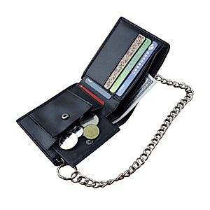 Threecattles Mens Boys Simple Leather Chain Wallet Biker EMO Gift