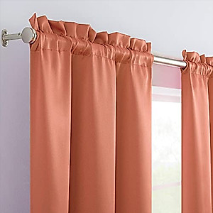 Merryfeel Room Darkening Thermal Rod Pocket Window Curtains 84 Inch Long (2 Panels), Window Drapes for Living Room Bedroom, 30 x 84 Inch,Terracotta,Solid Modern Curtain Panel Pairs
