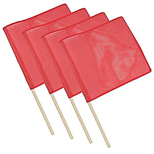 Mytee Products Red Safety Flags for Trucks with Dowel, DOT Compliant - 18 Inch x 18 Inch High Visibility Vinyl Mesh Warning Flags, 4 Pack